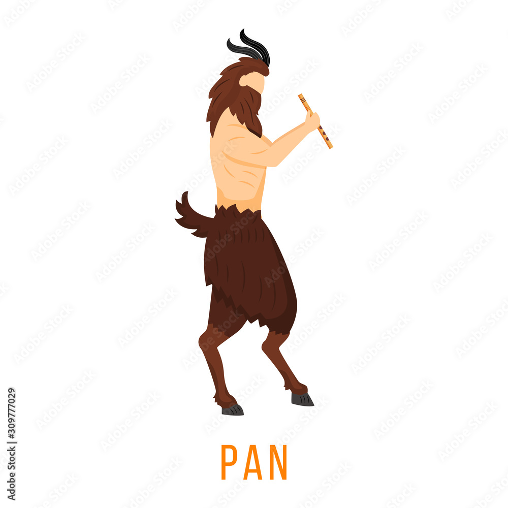 Pan flat vector illustration. God of wild, flocks and shepherds ...