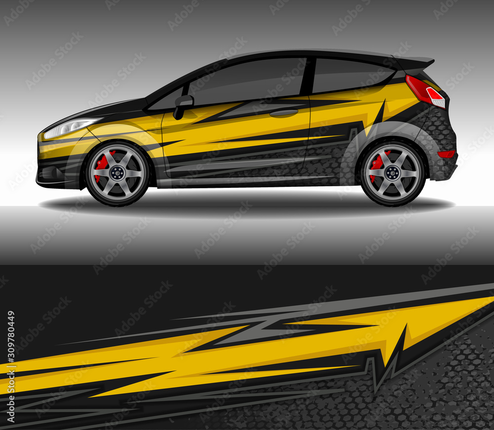 Car wrap decal design vector, custom livery race rally car vehicle ...