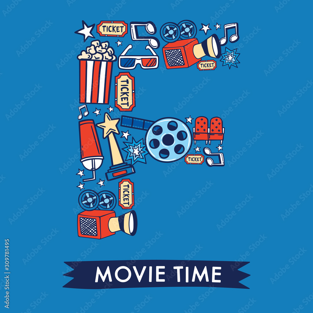 Cinema Alphabet collection for card design : Cinema elements forming a ...