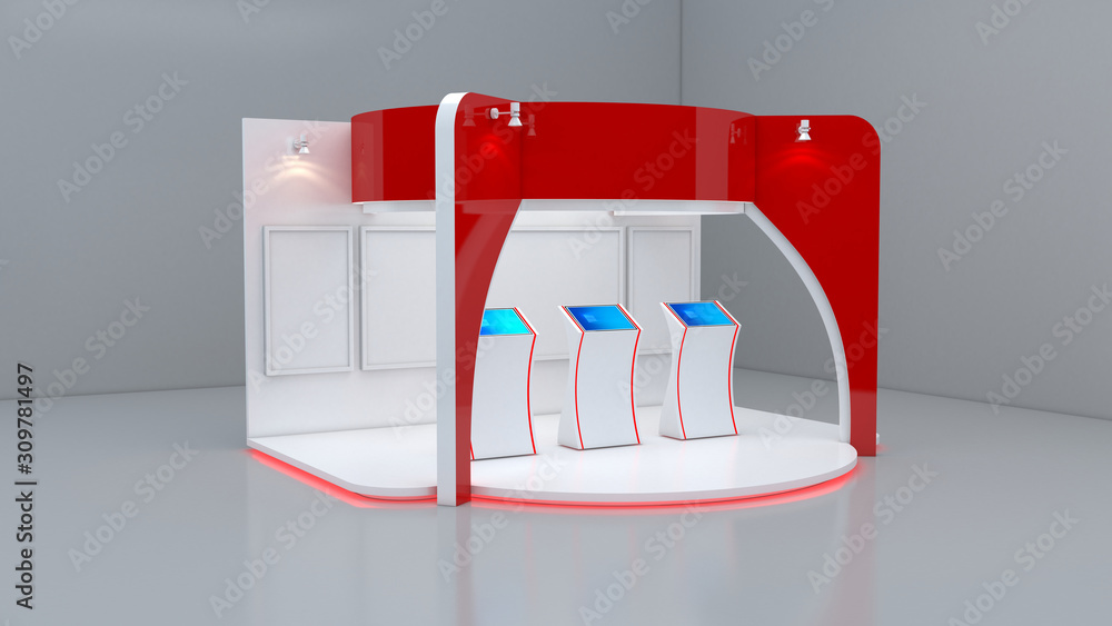 Stand kiosk mock-upstand booth mock-up template 3D rendering - Stock ...