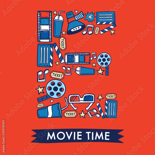 Cinema Alphabet collection for card design : Cinema elements forming a ...