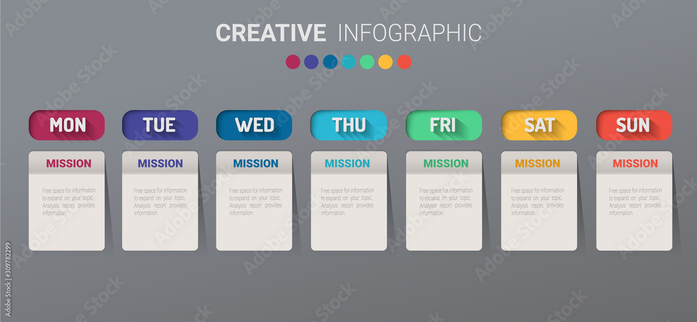 Time line, Timeline business for 7 day, week, Timeline infographics ...