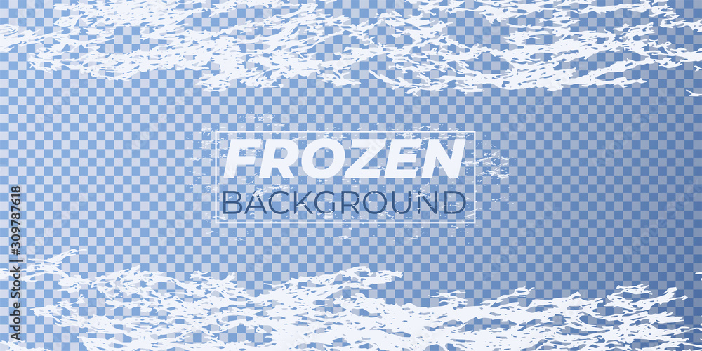 Abstract winter background with white ice pattern made frost on blue ...