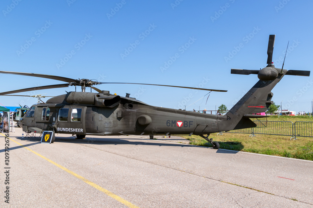 NANCY, FRANCE - JUL 1, 2018: Austrian Army Sikorsky UH-60 Black Hawk ...
