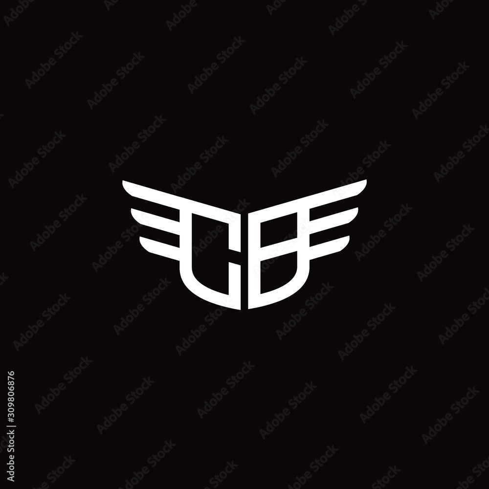 CB logo monogram emblem shape with wings style ribbon design template ...