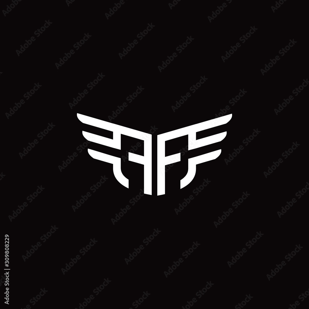 FF logo monogram emblem shape with wings style ribbon design template ...