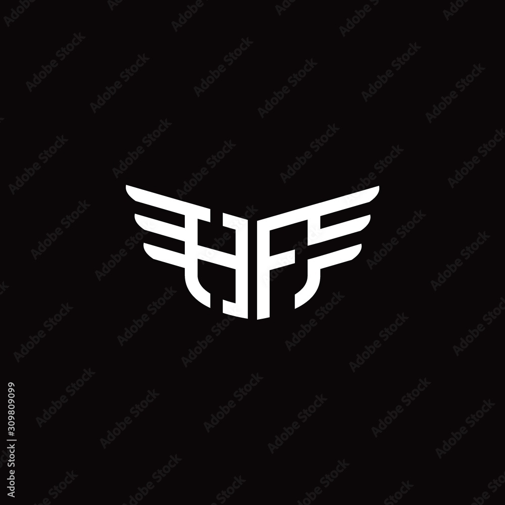 HF logo monogram emblem shape with wings style ribbon design template ...