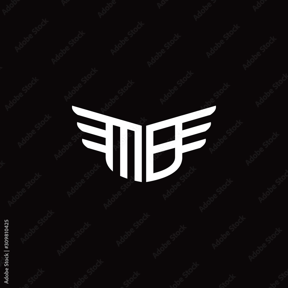 MB logo monogram emblem shape with wings style ribbon design template ...