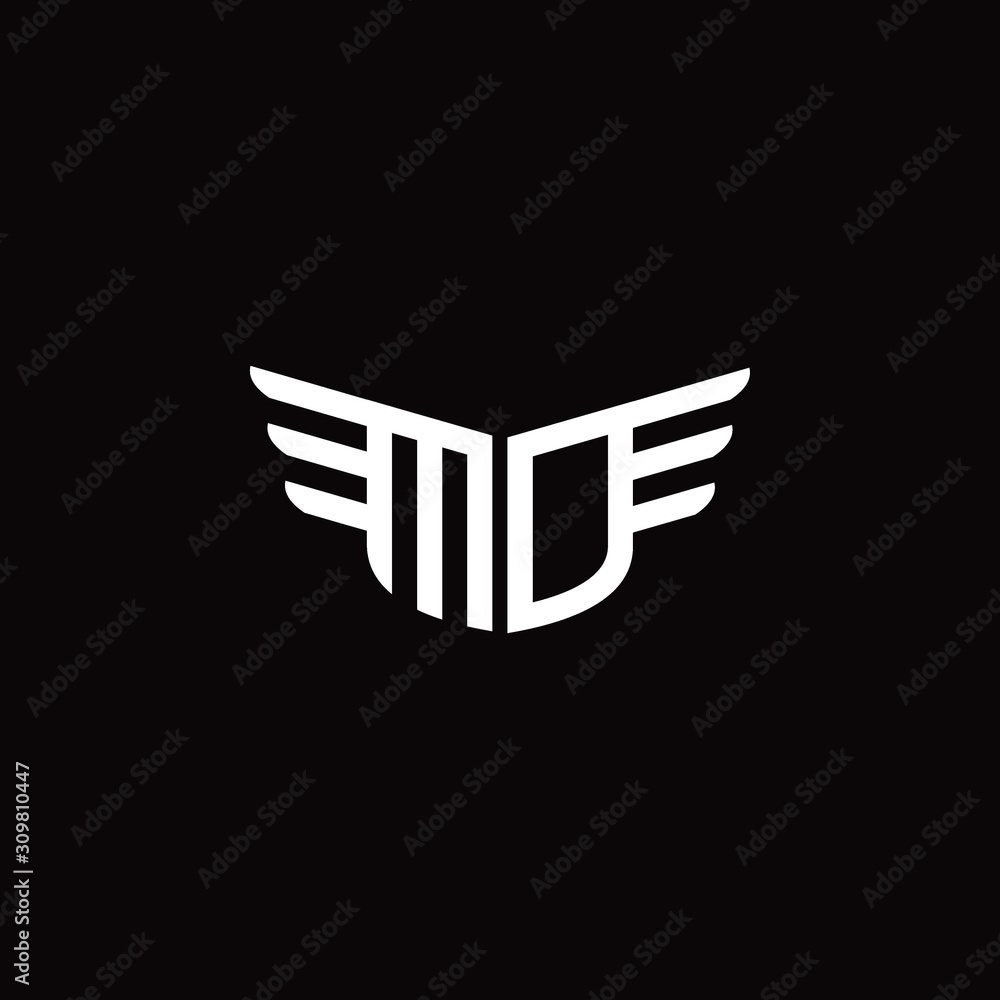 MD logo monogram emblem shape with wings style ribbon design template ...