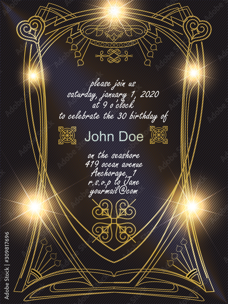 Great Gatsby Style Art Deco Birthday Invitation, Roaring Twenties, 1920 ...