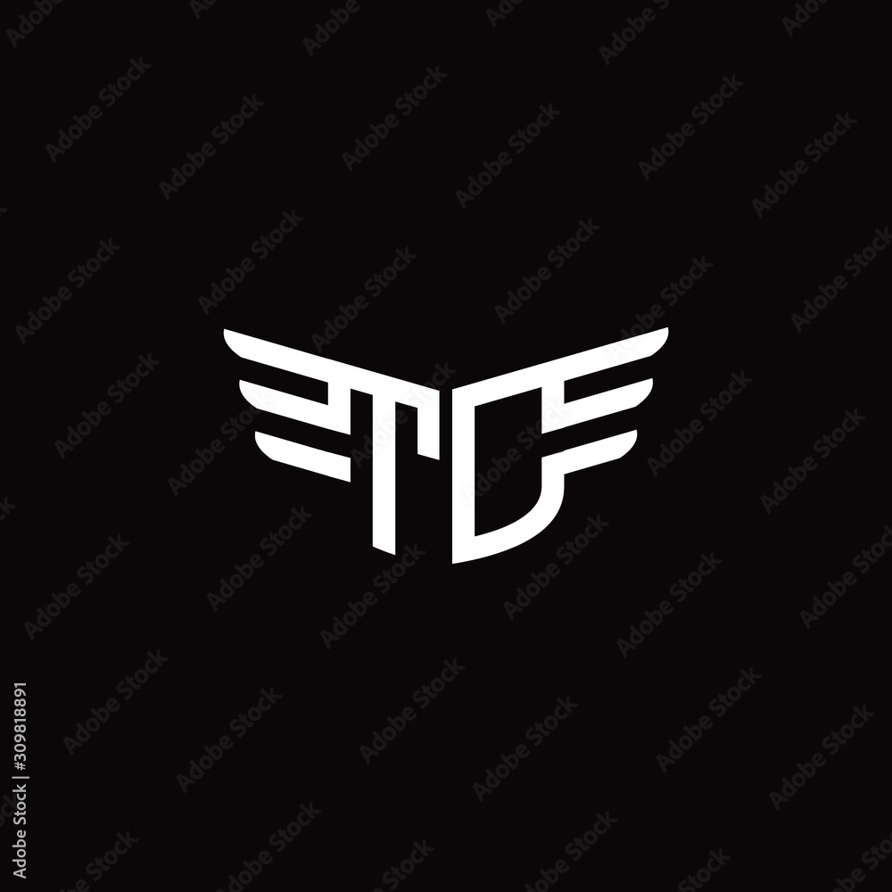 TC logo monogram emblem shape with wings style ribbon design template ...