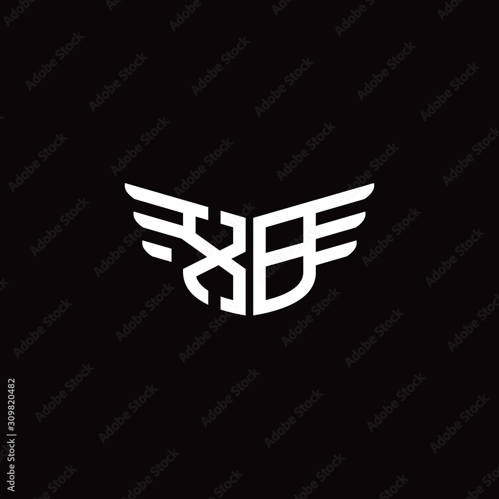 XB logo monogram emblem shape with wings style ribbon design template ...