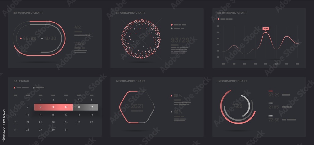 Elements of infographics on a black background. Use in presentation ...