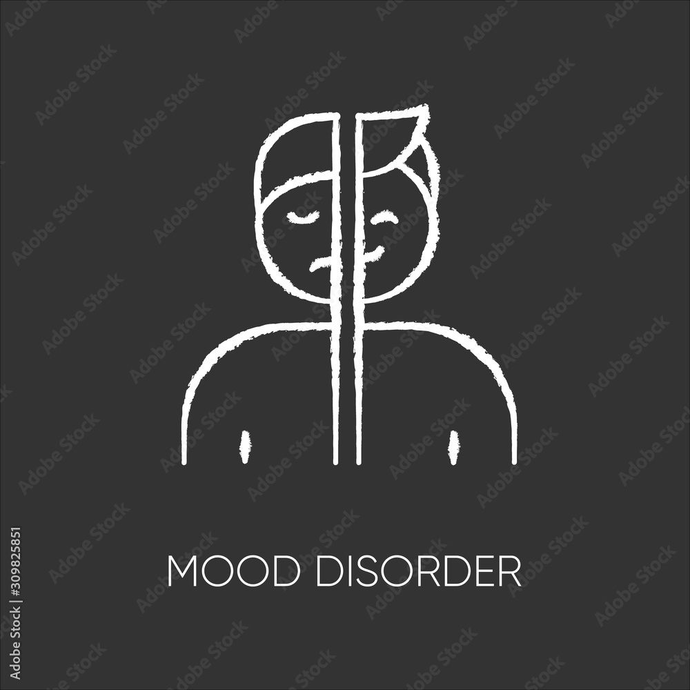 Mood disorder chalk icon. Manic and depressive episodes. Dysthymia ...