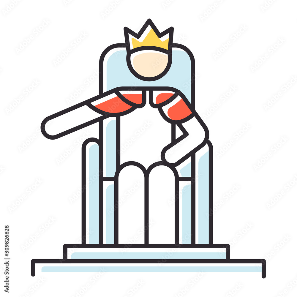 Wise Ruling Solomon Bible story color icon. Jerusalem king sitting on ...