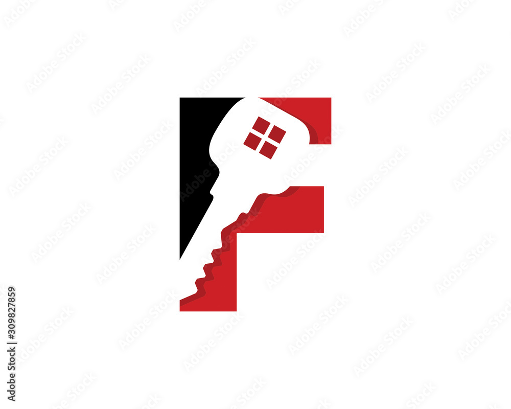 Letter F With Key Logo Vector 001 Stock Vector | Adobe Stock