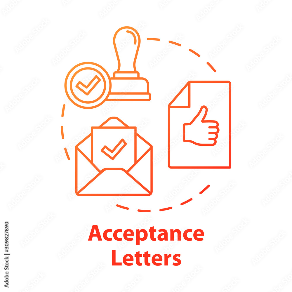 Vecteur Stock Acceptance letters concept icon. Envelope with approved ...