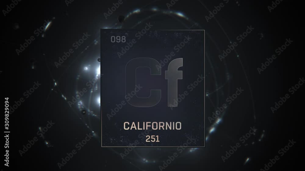 Californium as Element 98 of the Periodic Table. Seamlessly looping 3D ...
