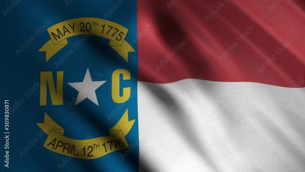 Close-up of waving flag of North Carolina. Animation. Patriotic ...
