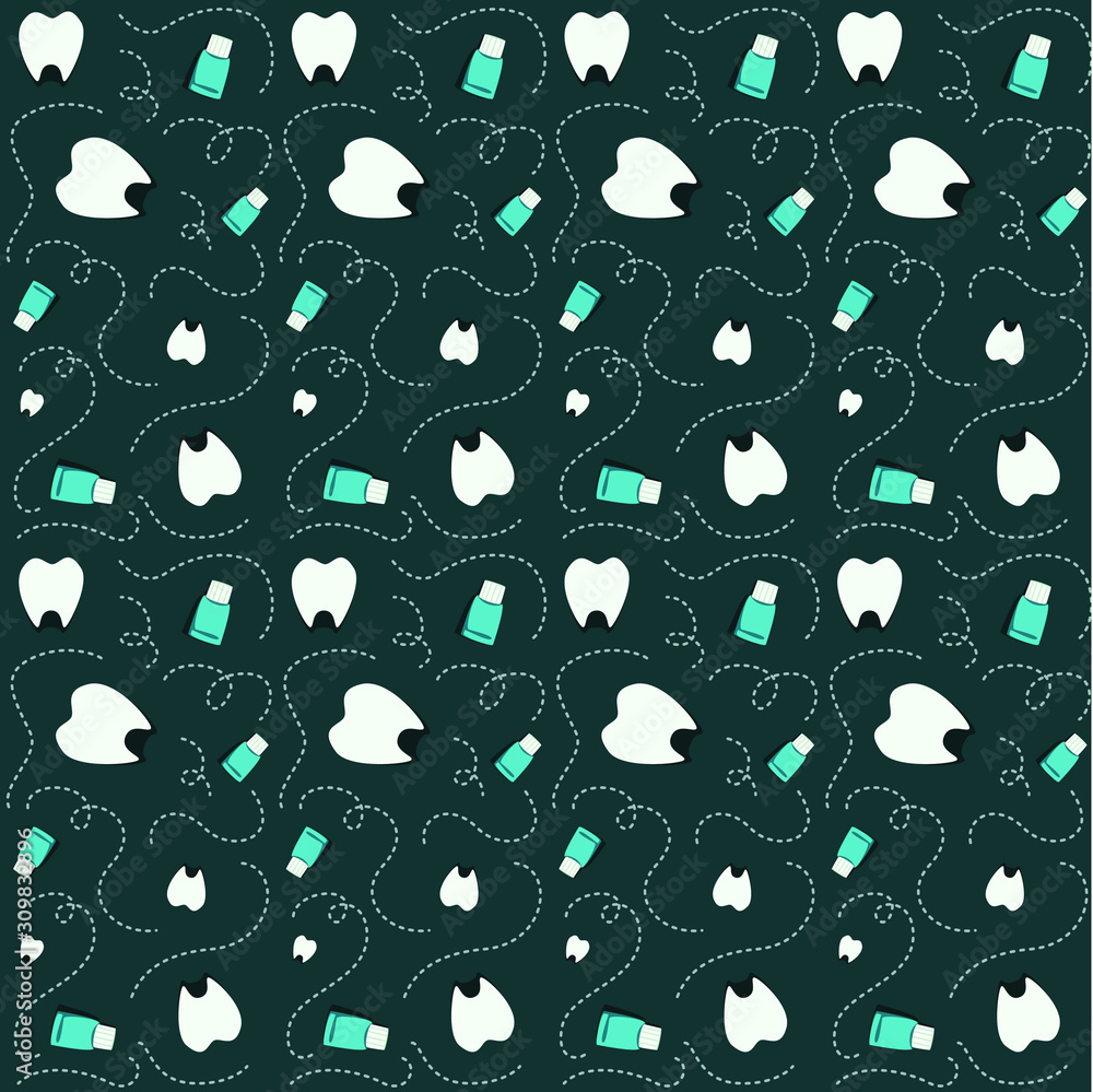 vector cute cartoon dental tooth pattern Stock Vector | Adobe Stock