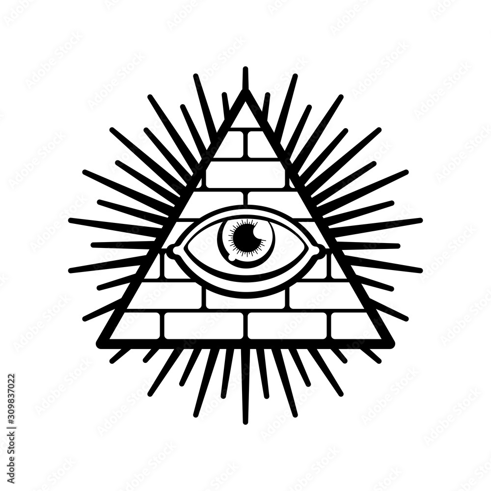 Illuminati Pyramid Eye Outline
