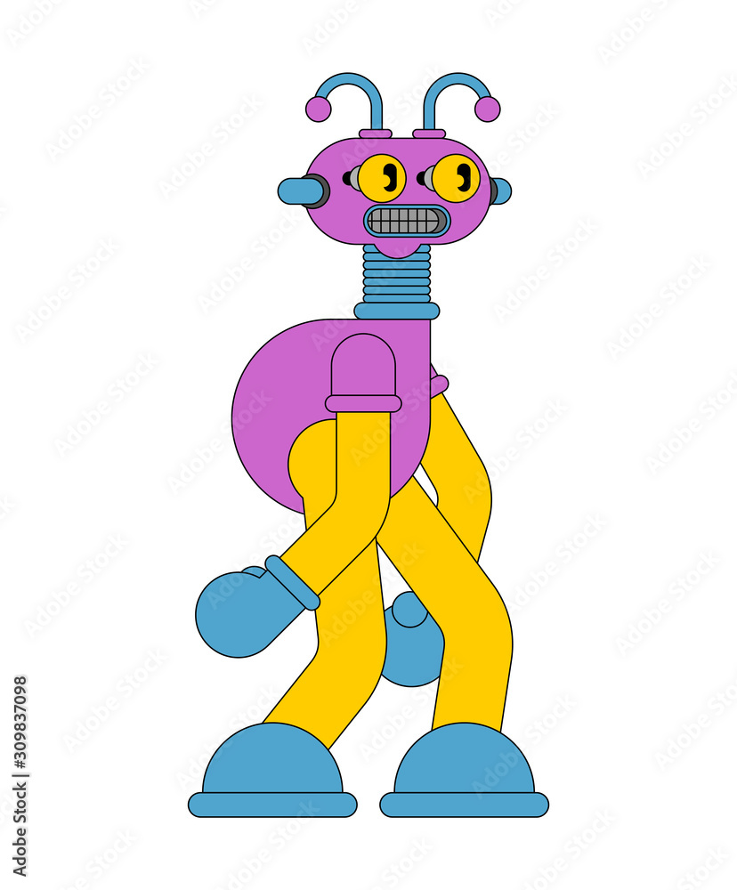 Cartoon Robot toy isolated. Retro plaything Technology cyborg vector ...