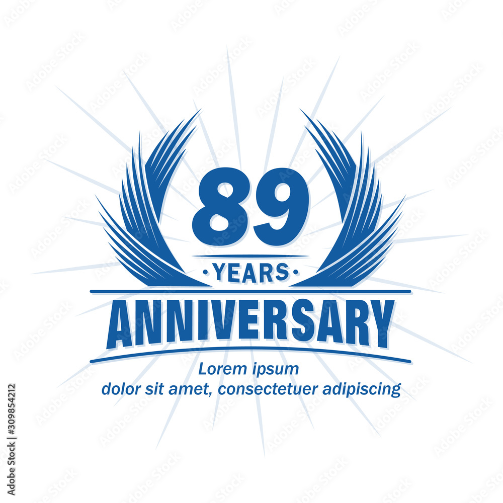 89 years logo design template. 89th anniversary vector and illustration ...