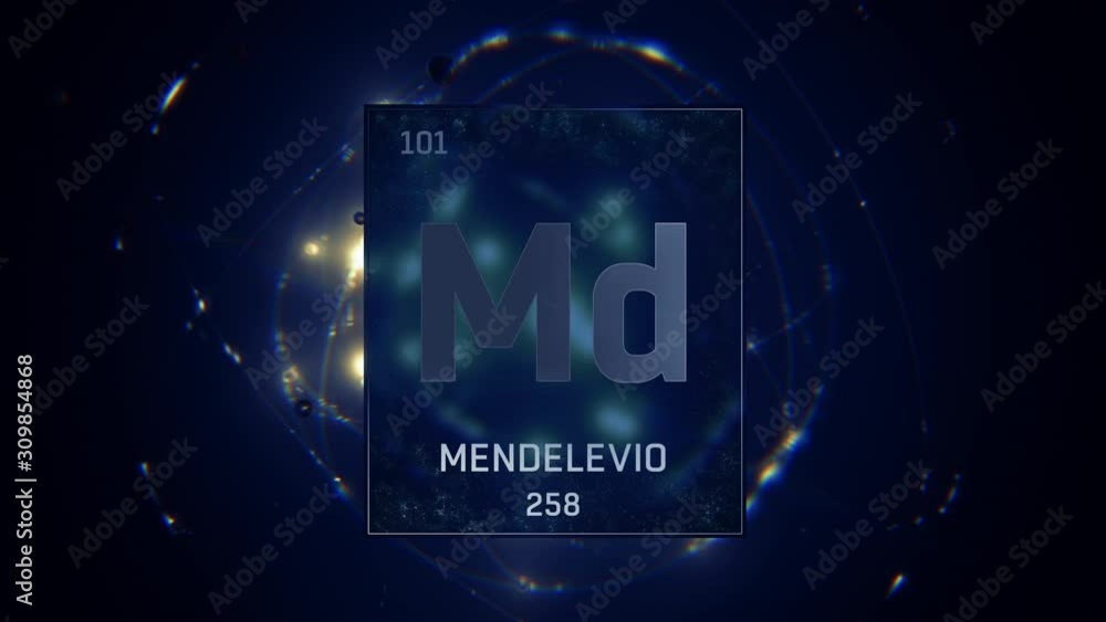 Mendelevium as Element 101 of the Periodic Table. Seamlessly looping 3D ...