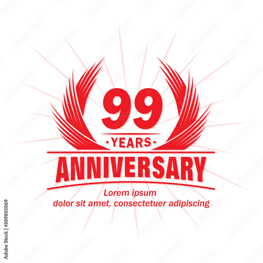 99 years logo design template. 99th anniversary vector and illustration ...