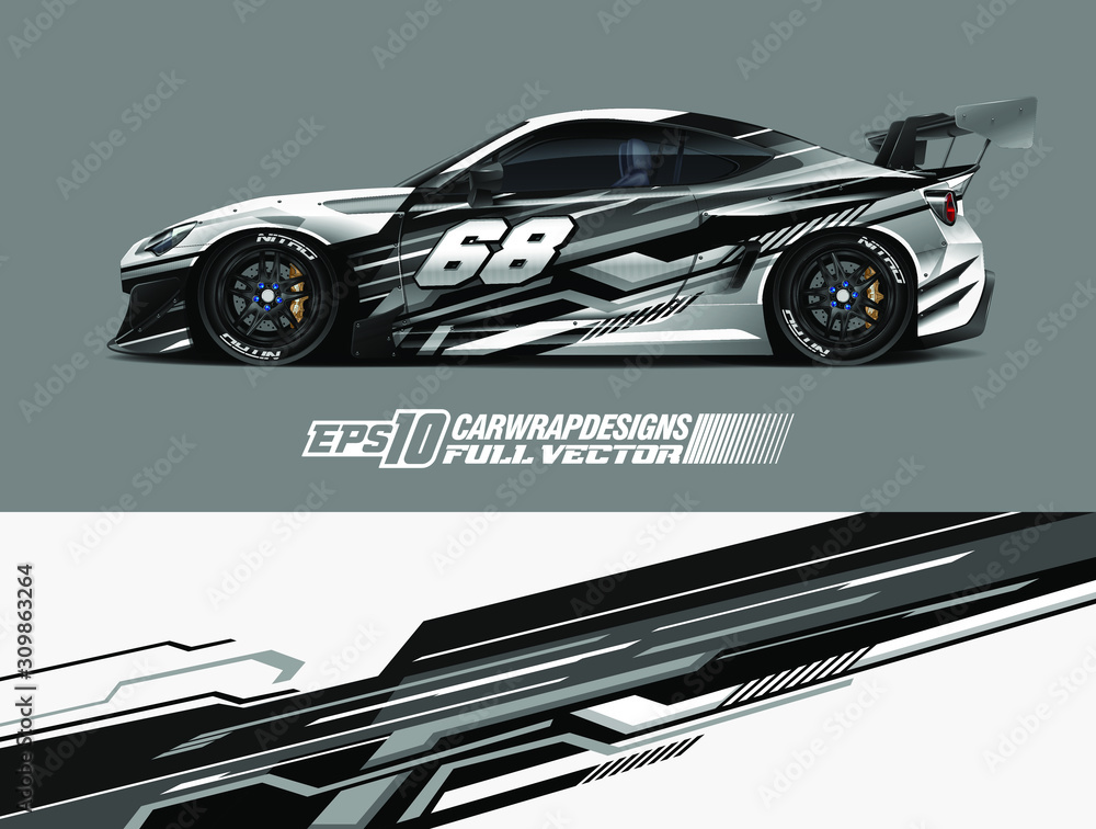 Vektorová grafika „Racing car wrap design vector. Graphic abstract ...