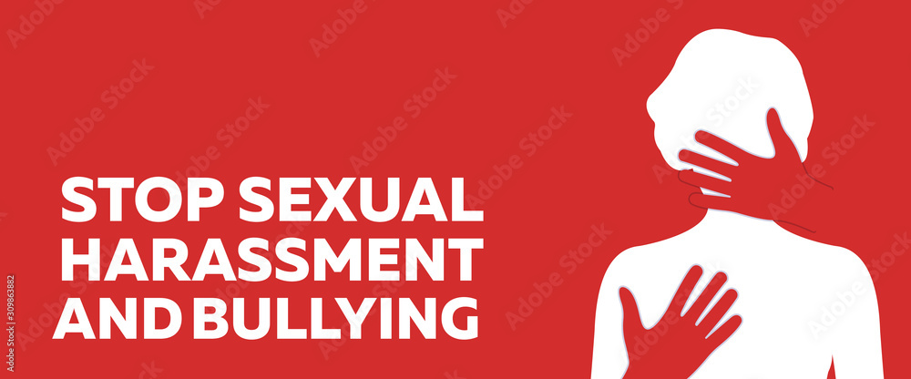 Stop Sexual Harassment and Bulling Banner on Red Background. Gender ...