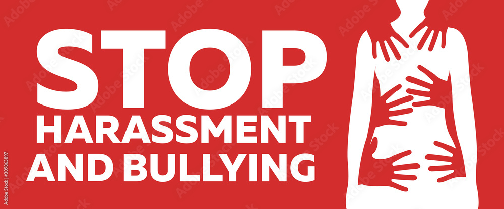 Stop Sexual Harassment and Bulling Banner on Red Background. Gender ...