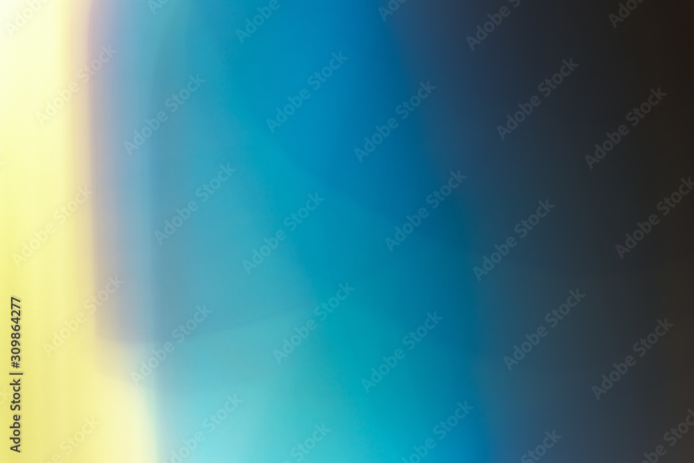 Colourful blue and yellow Bokeh, lens flare, light leas for film effect ...