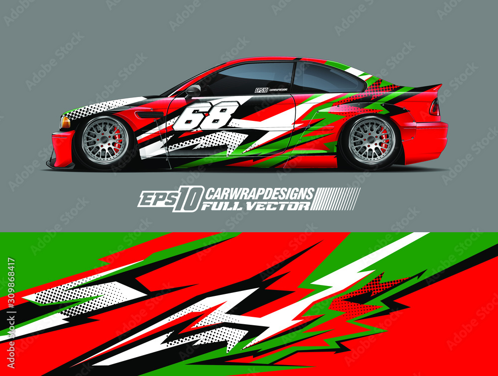 Racing car wrap design vector. Graphic abstract stripe racing ...