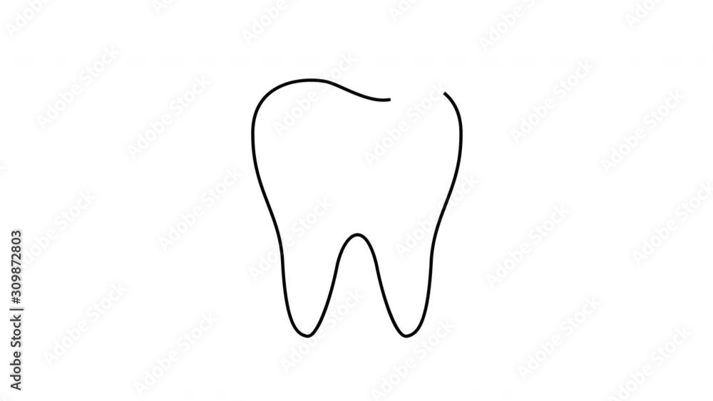 Single white and healthy tooth. Tooth outline animation. Dental care ...