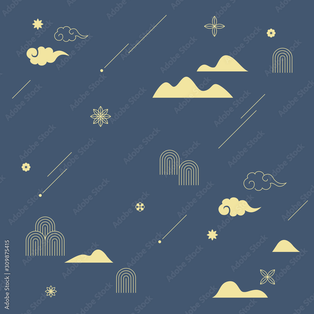 Korean traditional pattern on dark blue background. Stock Vector ...