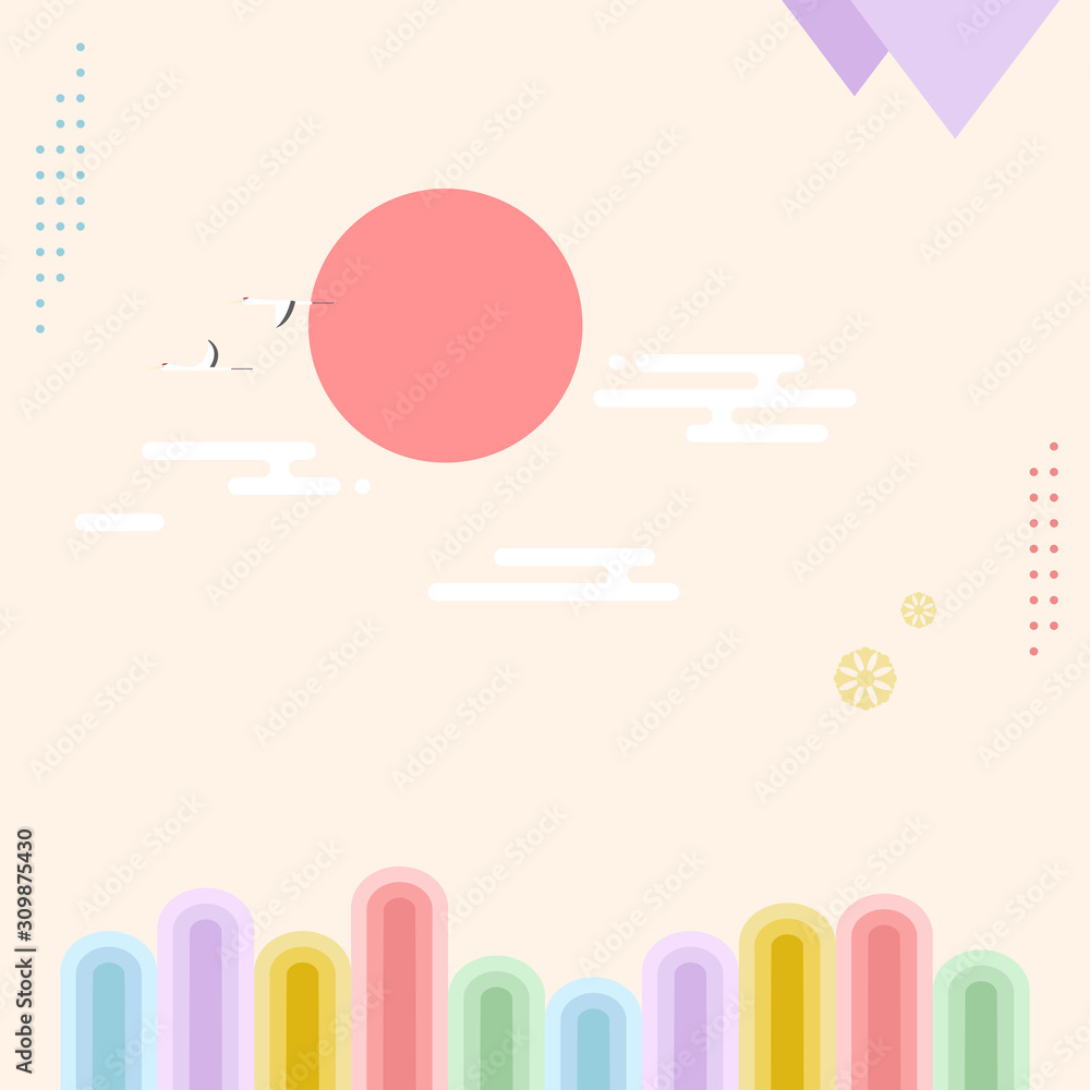 Cute and colorful Korean traditional background. Stock Vector | Adobe Stock