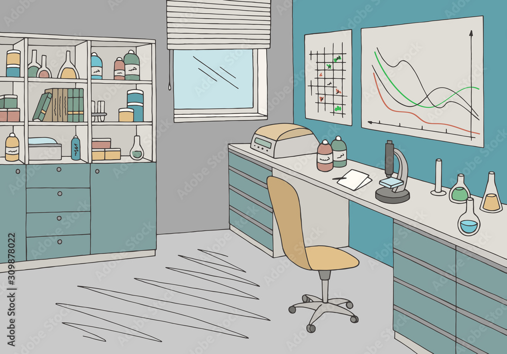 Laboratory graphic color interior sketch illustration vector Stock ...
