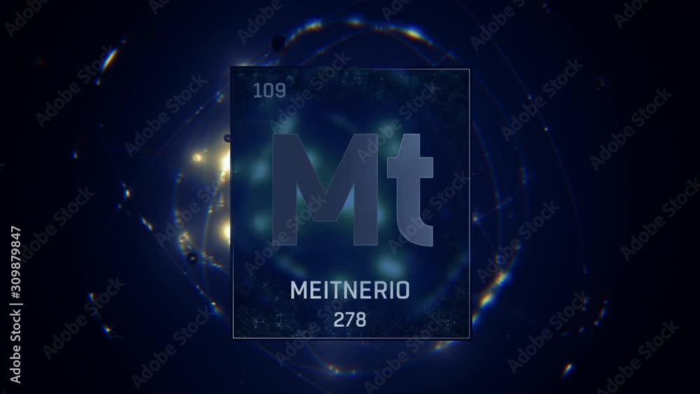 Meitnerium as Element 109 of the Periodic Table. Seamlessly looping 3D ...