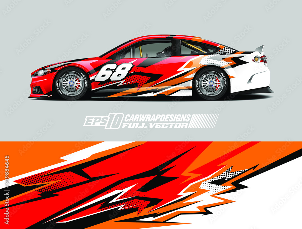 Racing car wrap design vector. Graphic abstract stripe racing ...