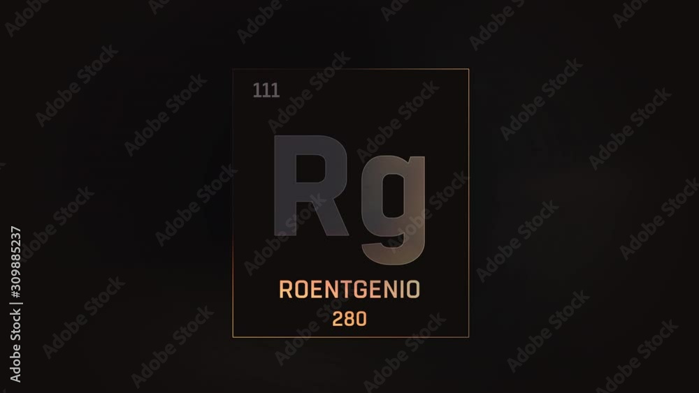 Roentgenium as Element 111 of the Periodic Table. Seamlessly looping 3D ...