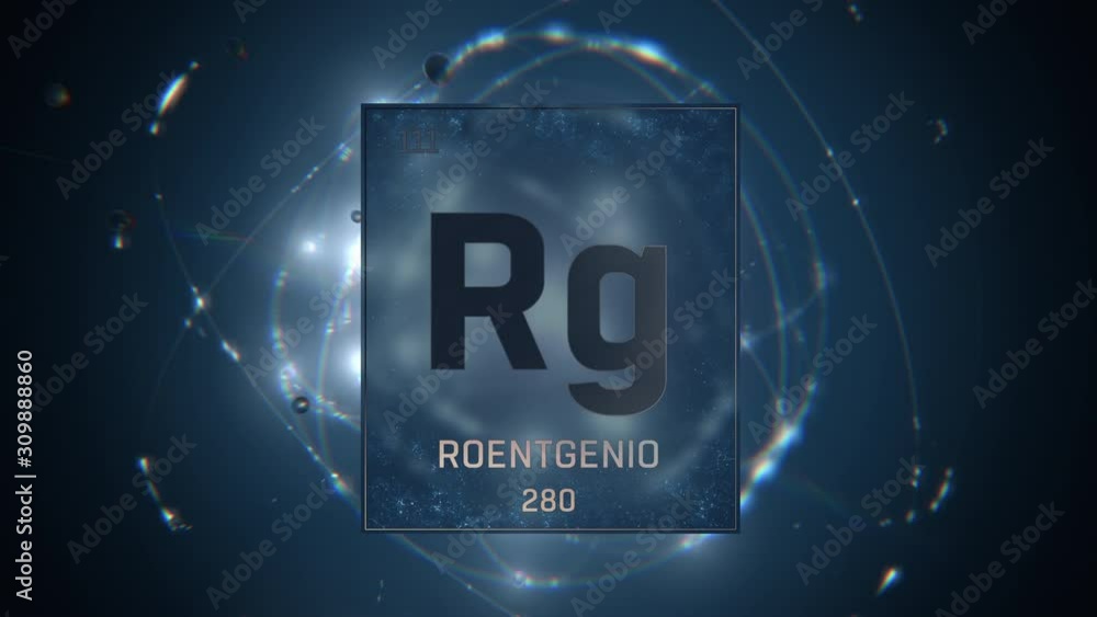 Roentgenium as Element 111 of the Periodic Table. Seamlessly looping 3D ...