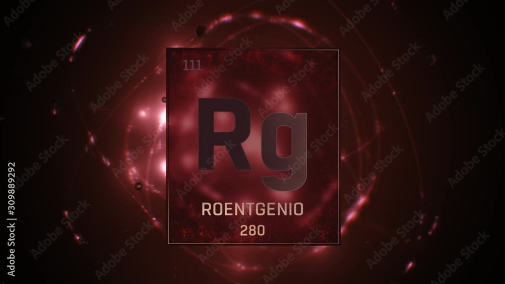 Roentgenium as Element 111 of the Periodic Table. Seamlessly looping 3D ...