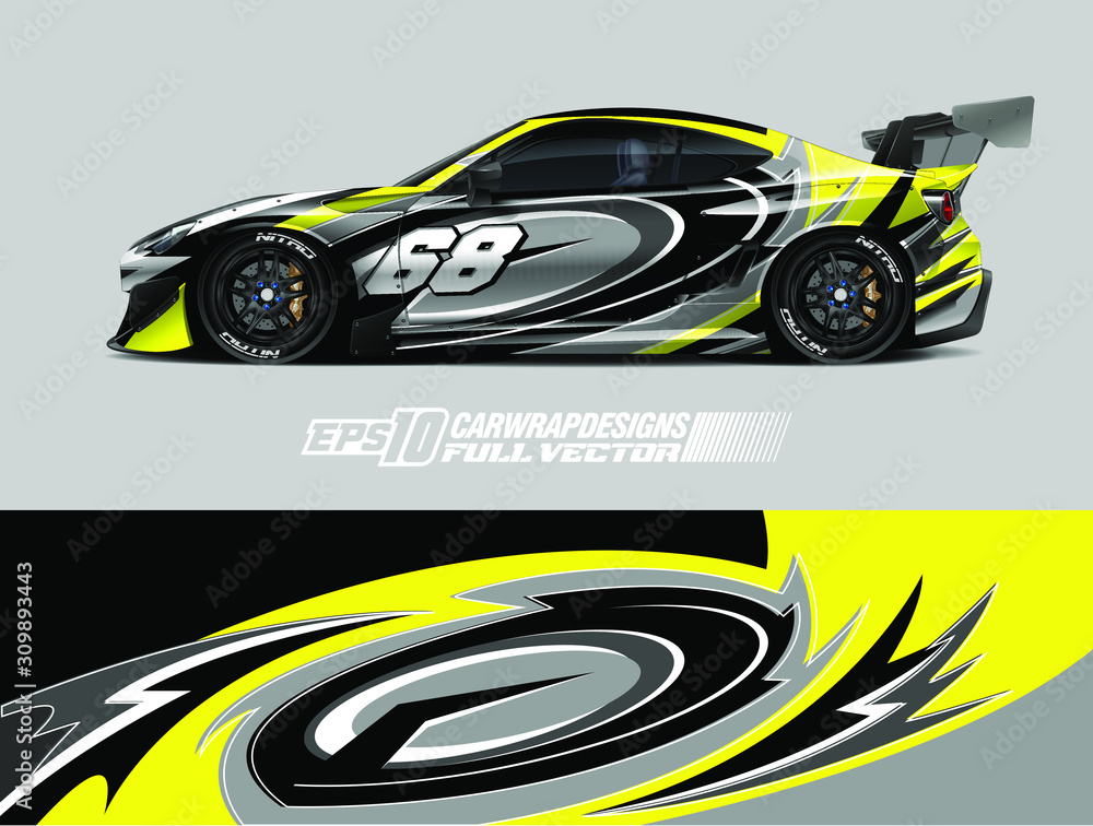 Racing car wrap design vector. Graphic abstract stripe racing ...