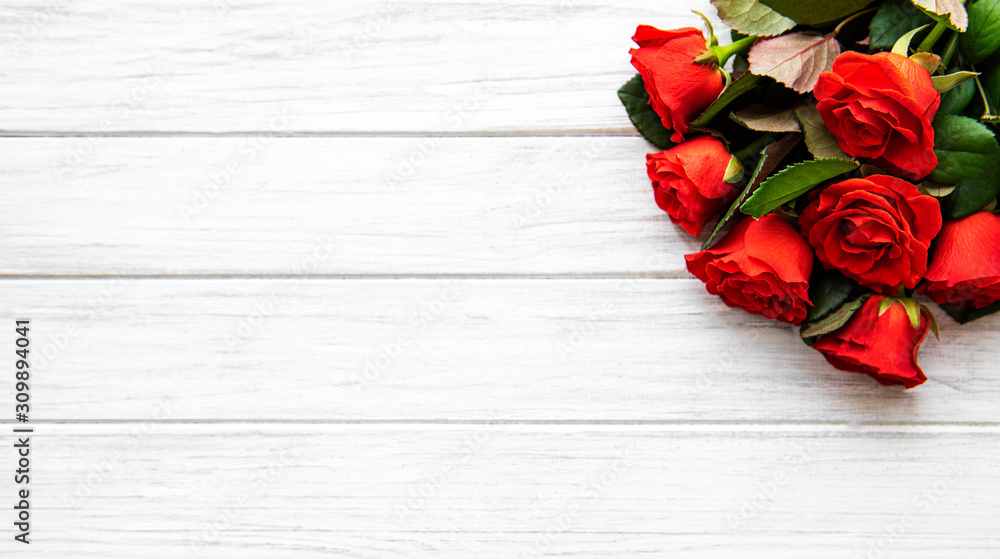 Red roses and petals Stock Photo | Adobe Stock