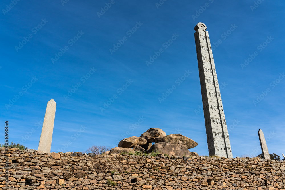 The Northern Stelae Park of Aksum, famous obelisks in Axum, Ethiopia ...