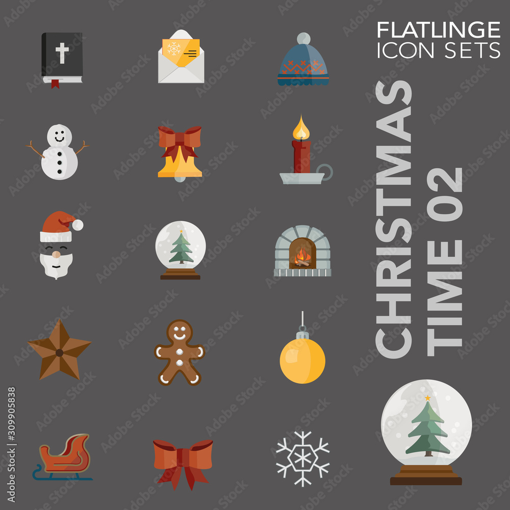 High quality colorful icons of christmas time. Flatlinge are the best ...