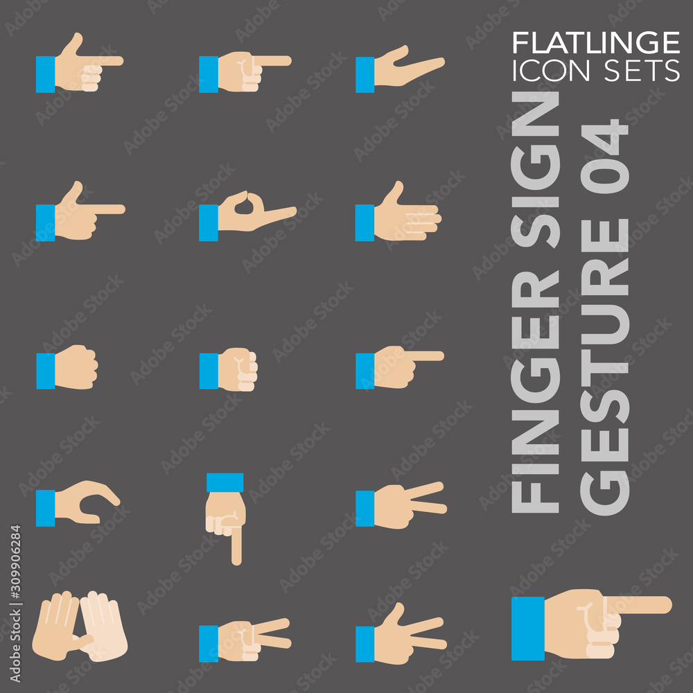 High quality colorful icons of finger sign and gesture. Flatlinge are ...