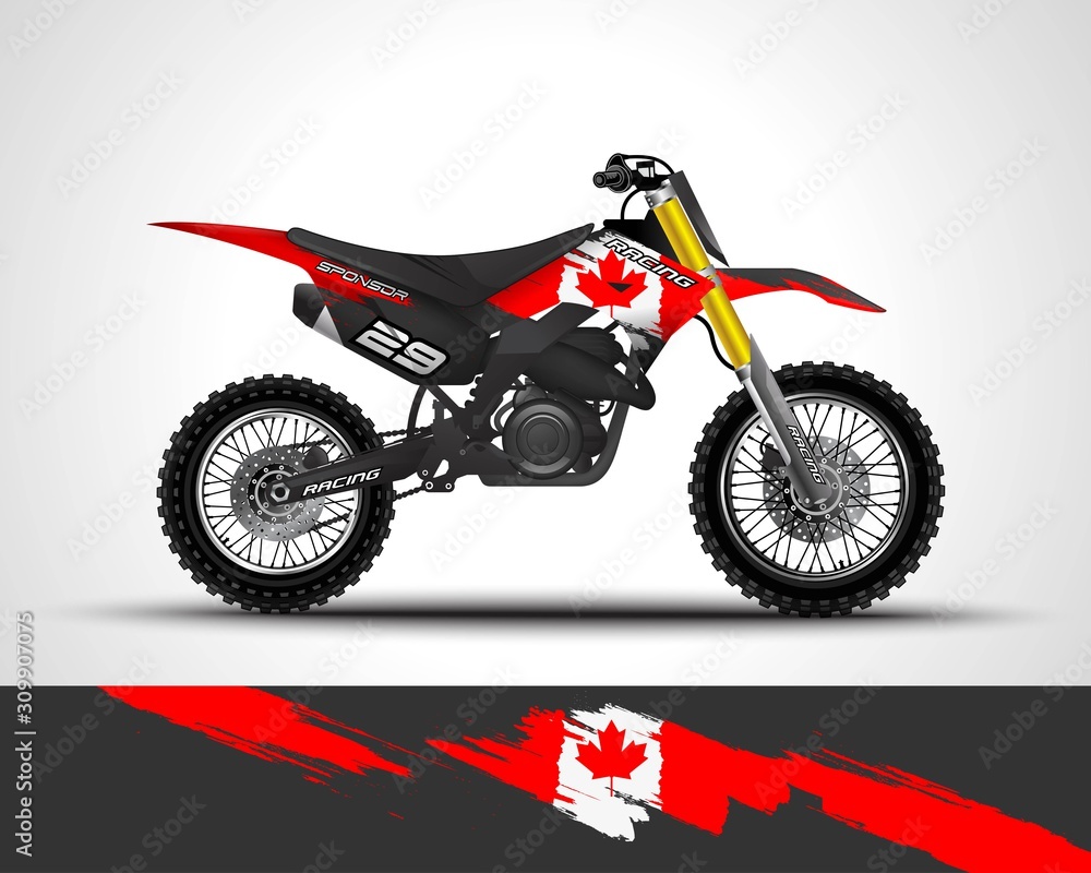 Racing motorcycle wrap decal and vinyl sticker design. Concept graphic ...