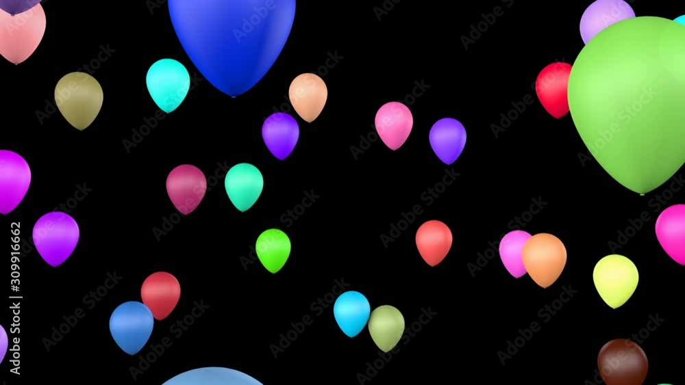 Moving 3D Balloons Animation for Party, Celebrations. Alpha Matte ...
